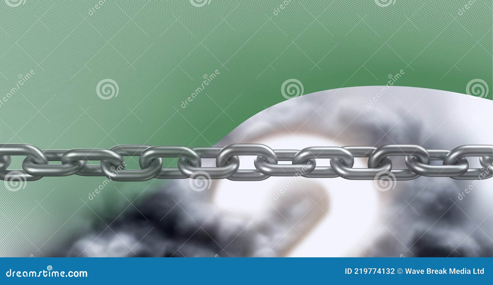 Composition of Metal Chain Over Question Mark on Green Background Stock ...