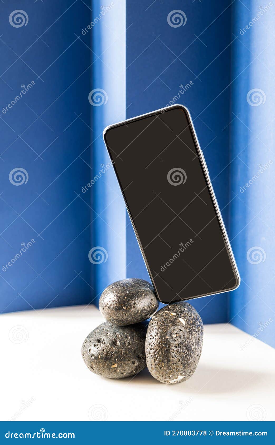 Composition of Modern Mobile Phone with Empty Screen. Stock Photo ...