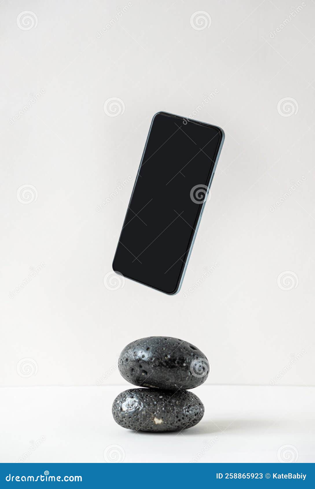 Composition of Modern Mobile Phone with Empty Screen. Stock Image ...