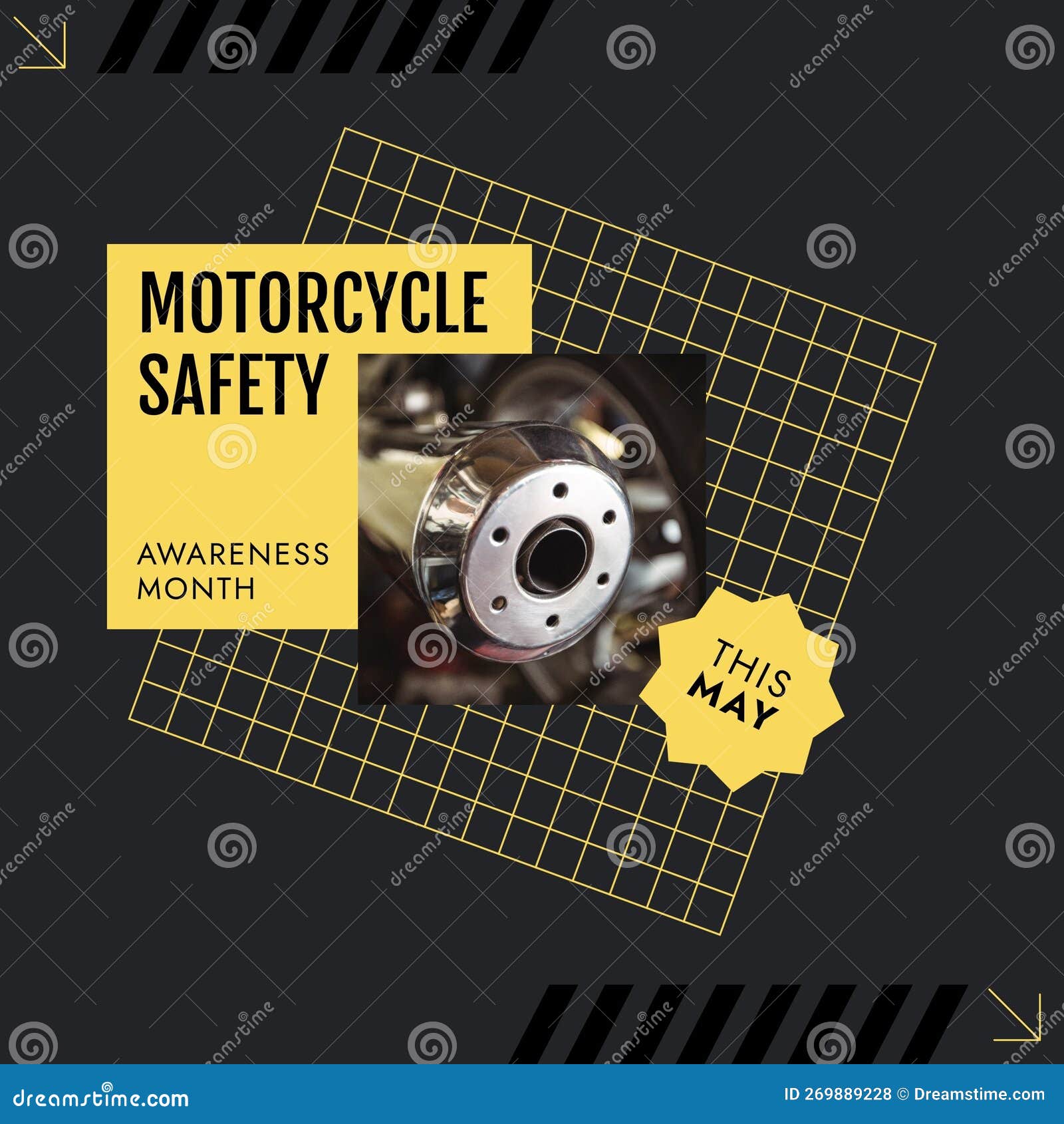 Composition Of Motorcycle Safety Awareness Month Text With Motorcycle ...