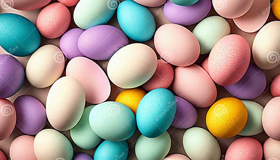 Composition of Multicolored Easter Eggs. Pastel Calm Colors. Holiday ...