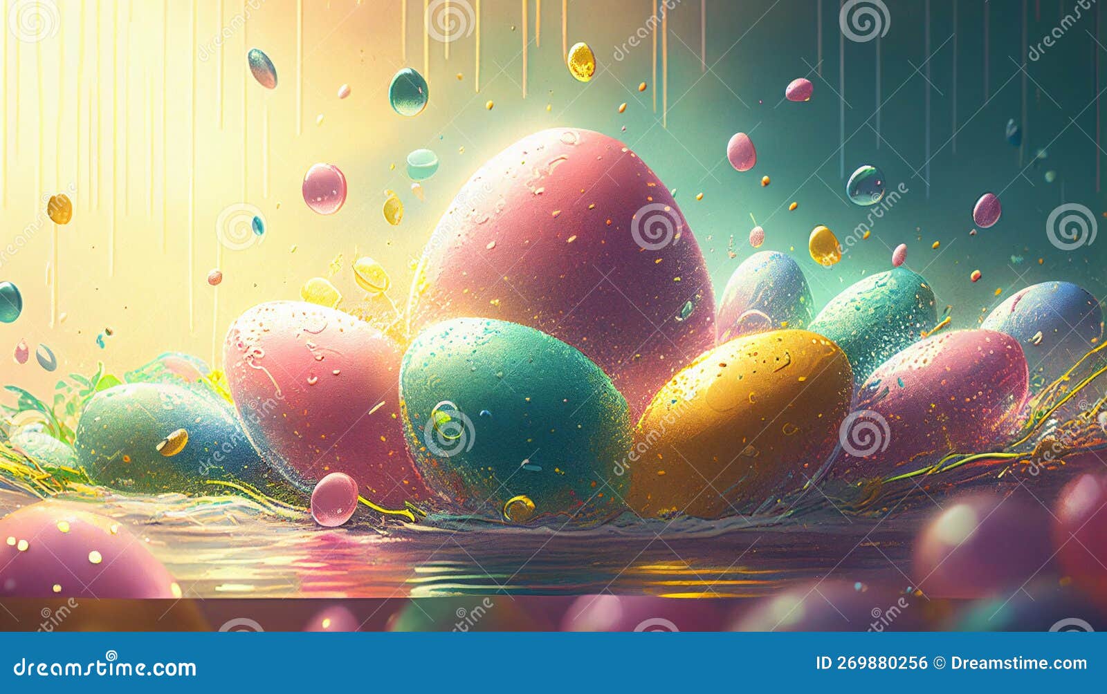 Composition of Multicolored Easter Eggs. Pastel Calm Colors. Holiday ...