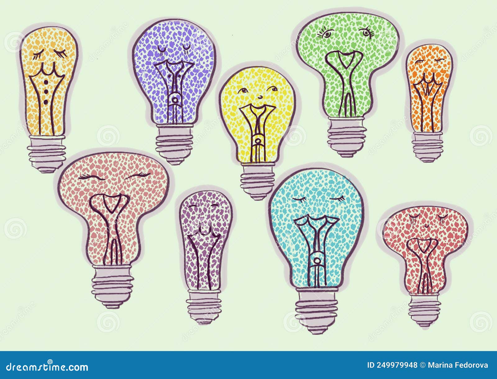 Composition of Multicolored Light Bulbs Stock Illustration ...
