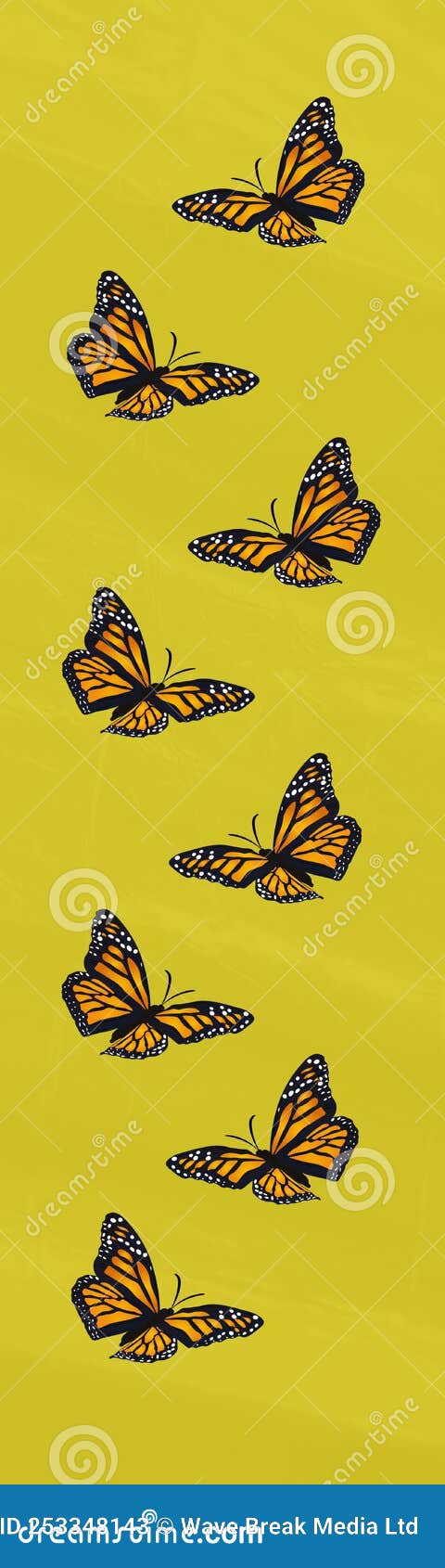 Composition of Multiple Colourful Butterflies Flying on Green ...