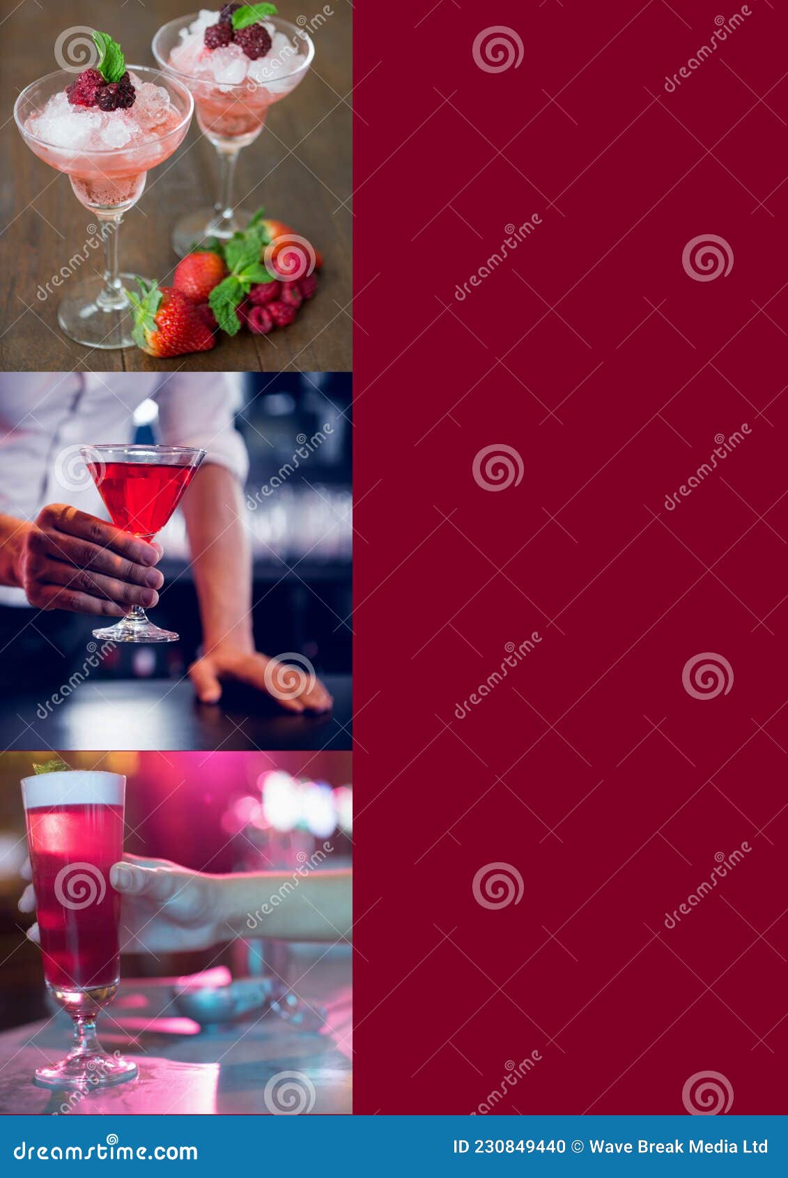 Composition of Multiple Drinks in Bar on Colourful Background Stock ...