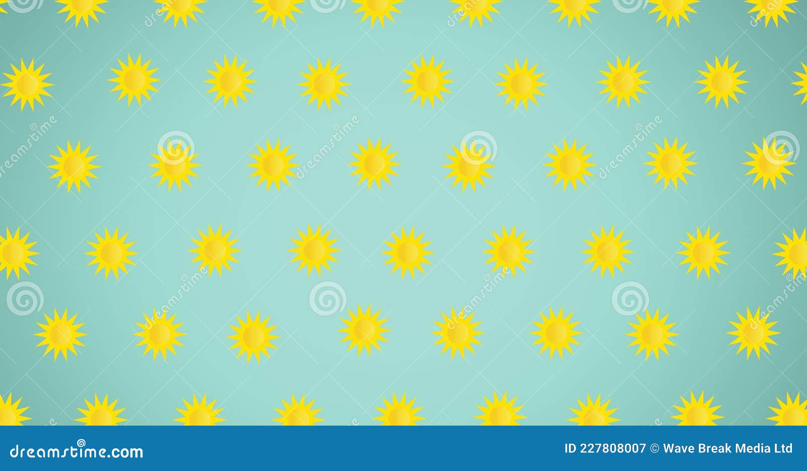Composition of Multiple Suns Repeated in Grid Over Green Background ...