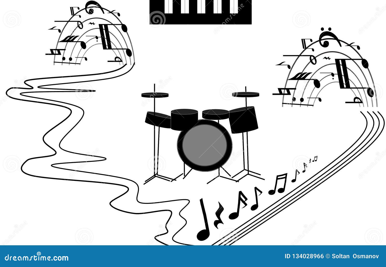 Composition of Musical Instruments. Illustration, Background Stock ...