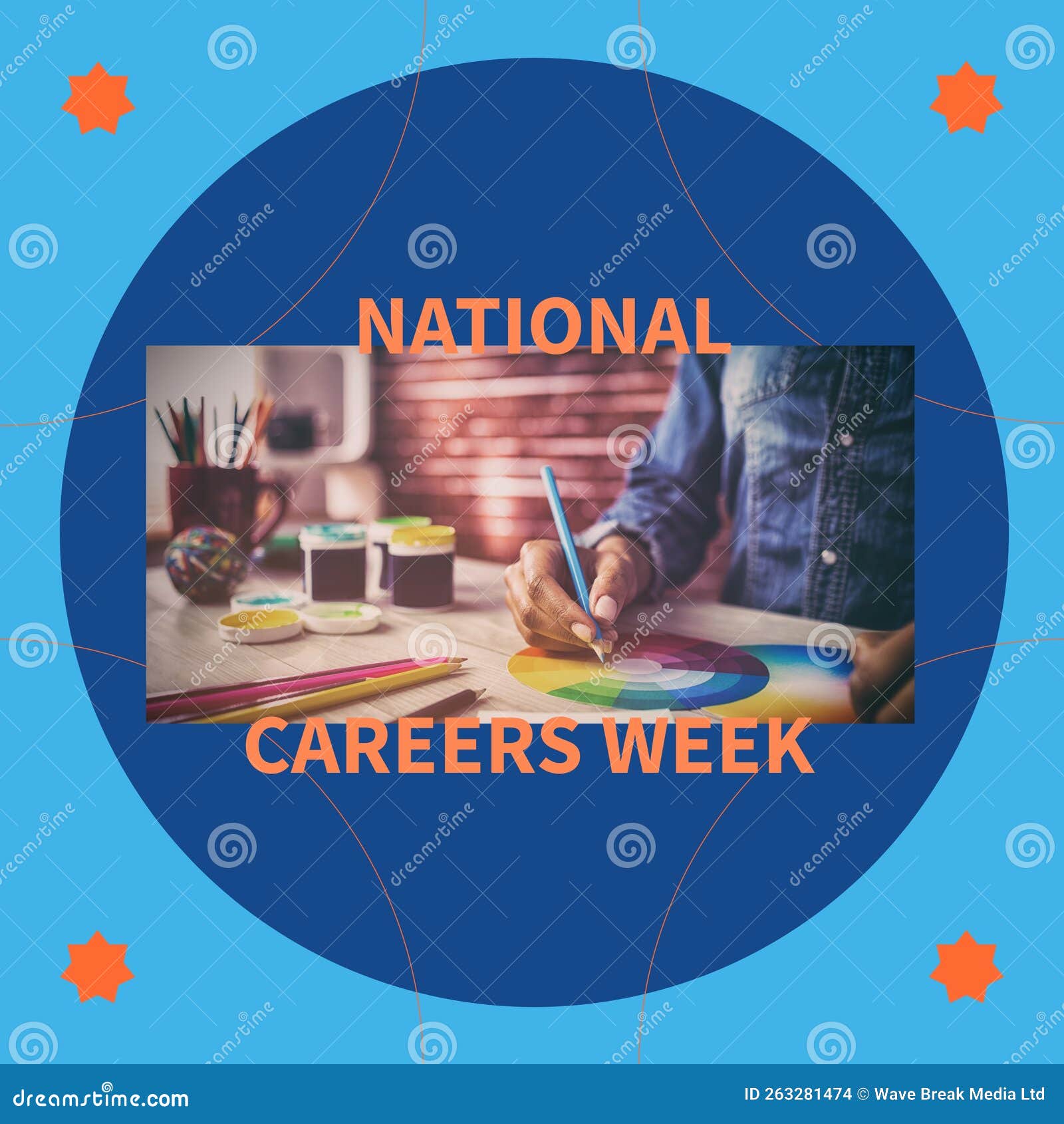 Composition of National Careers Week Text Over Man Using Computer and ...