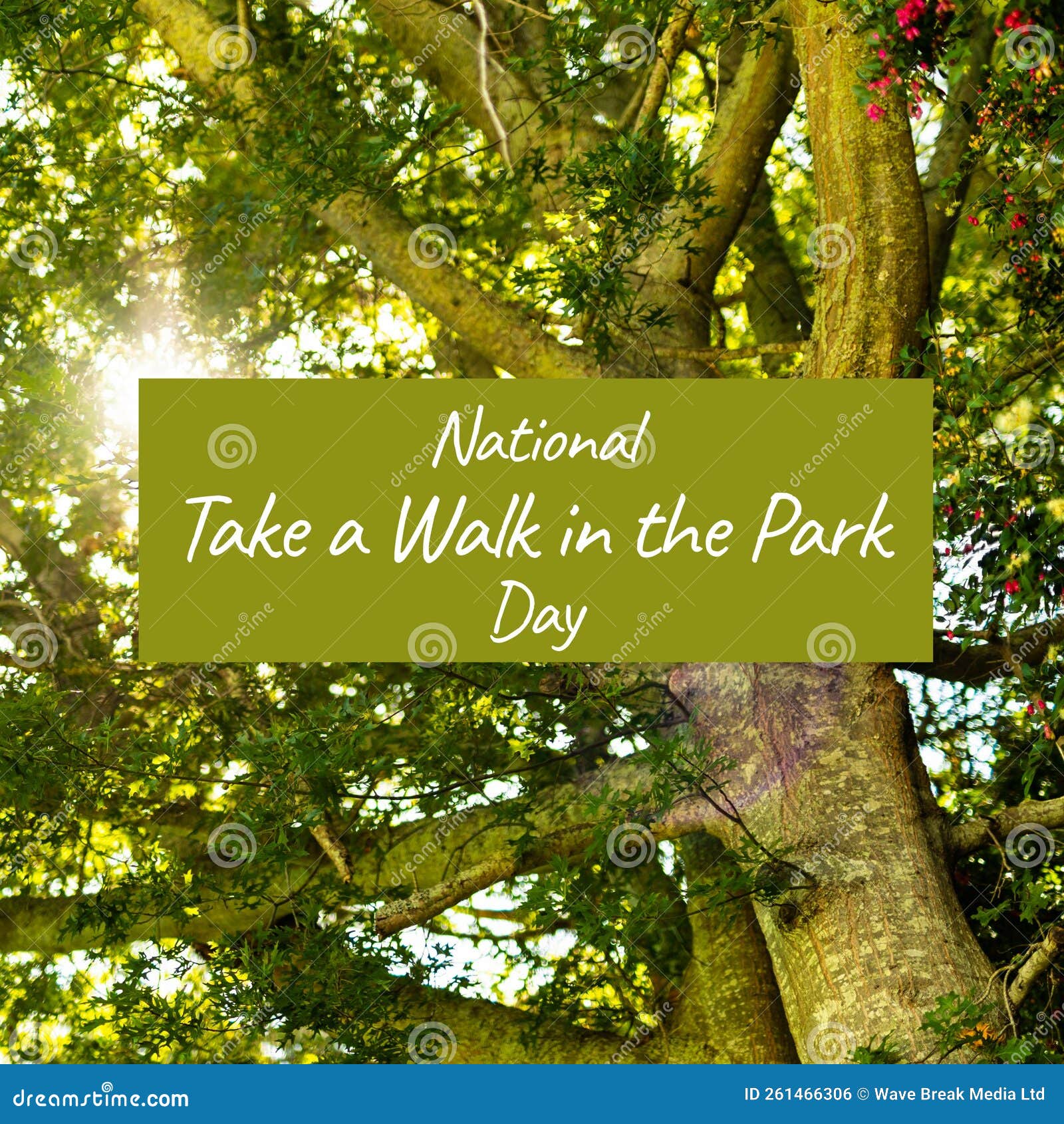 Composition of National Take a Walk in the Park Day Text and Trees in ...