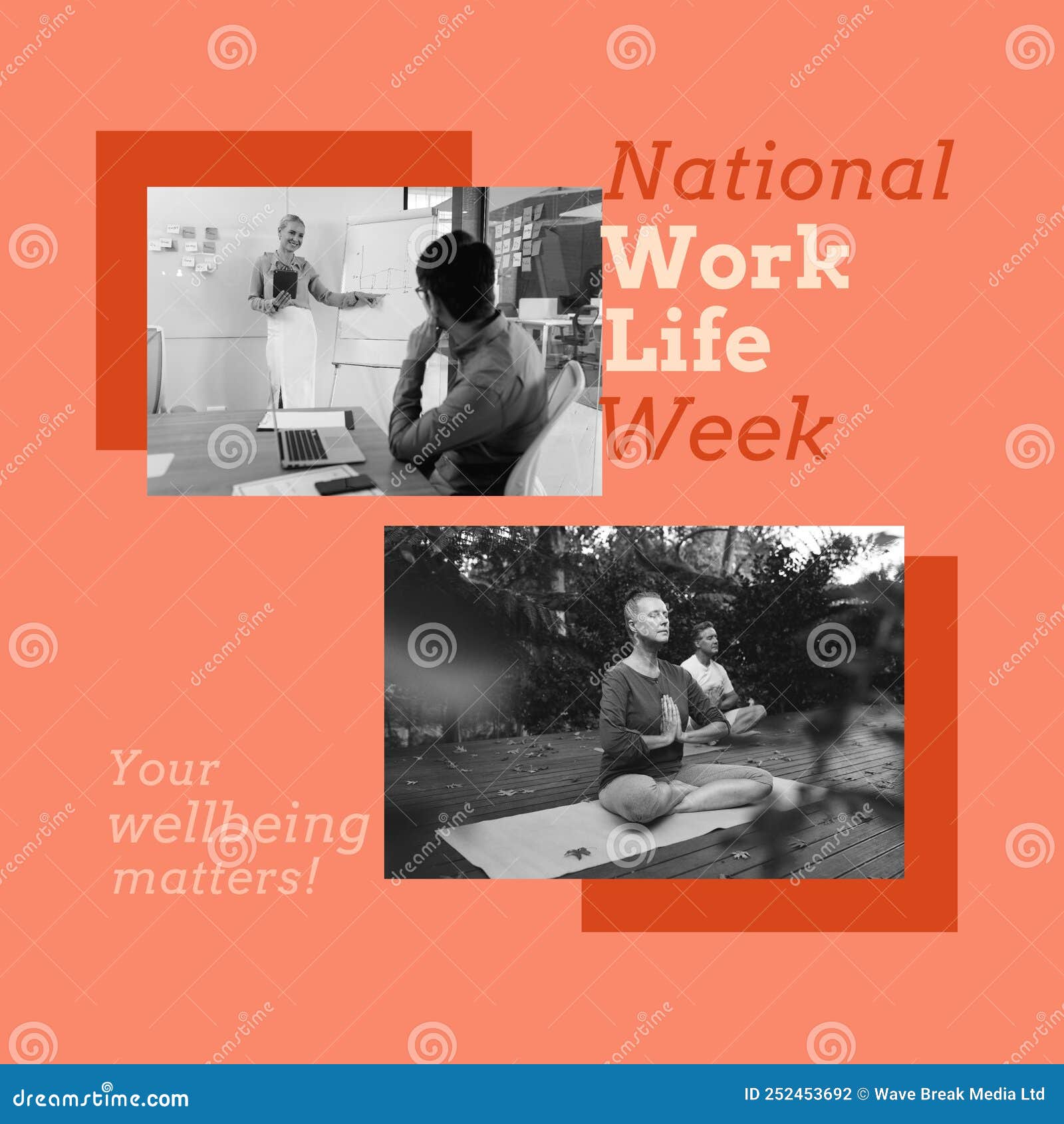 Composition of National Work Life Week Text with Diverse People Working ...