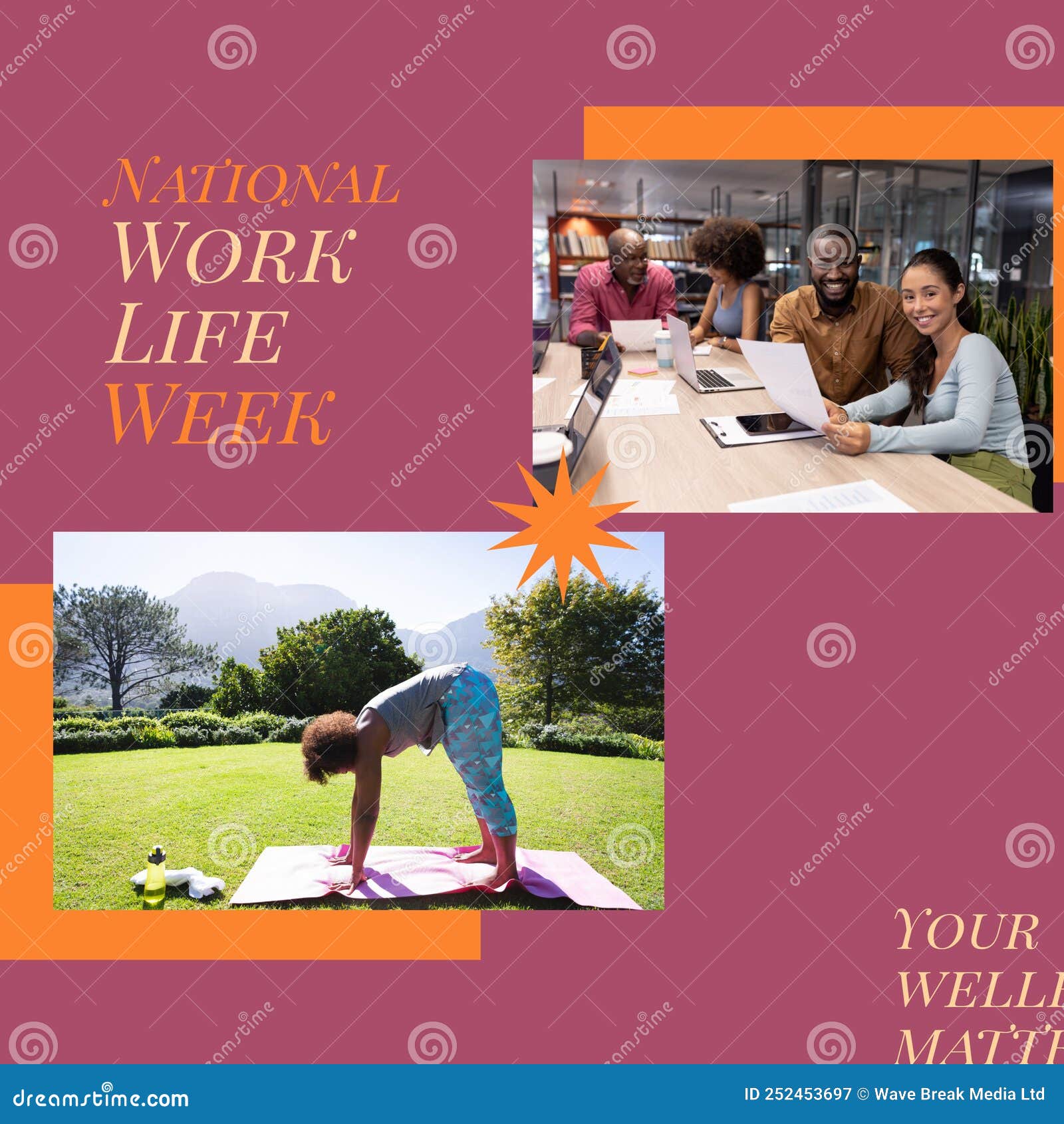 Composition of National Work Life Week Text with Diverse People Working ...