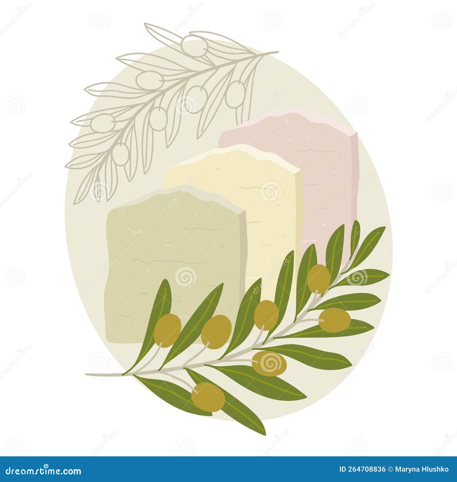 Composition with Natural Organic Soaps with Abstract Shape, Olive ...