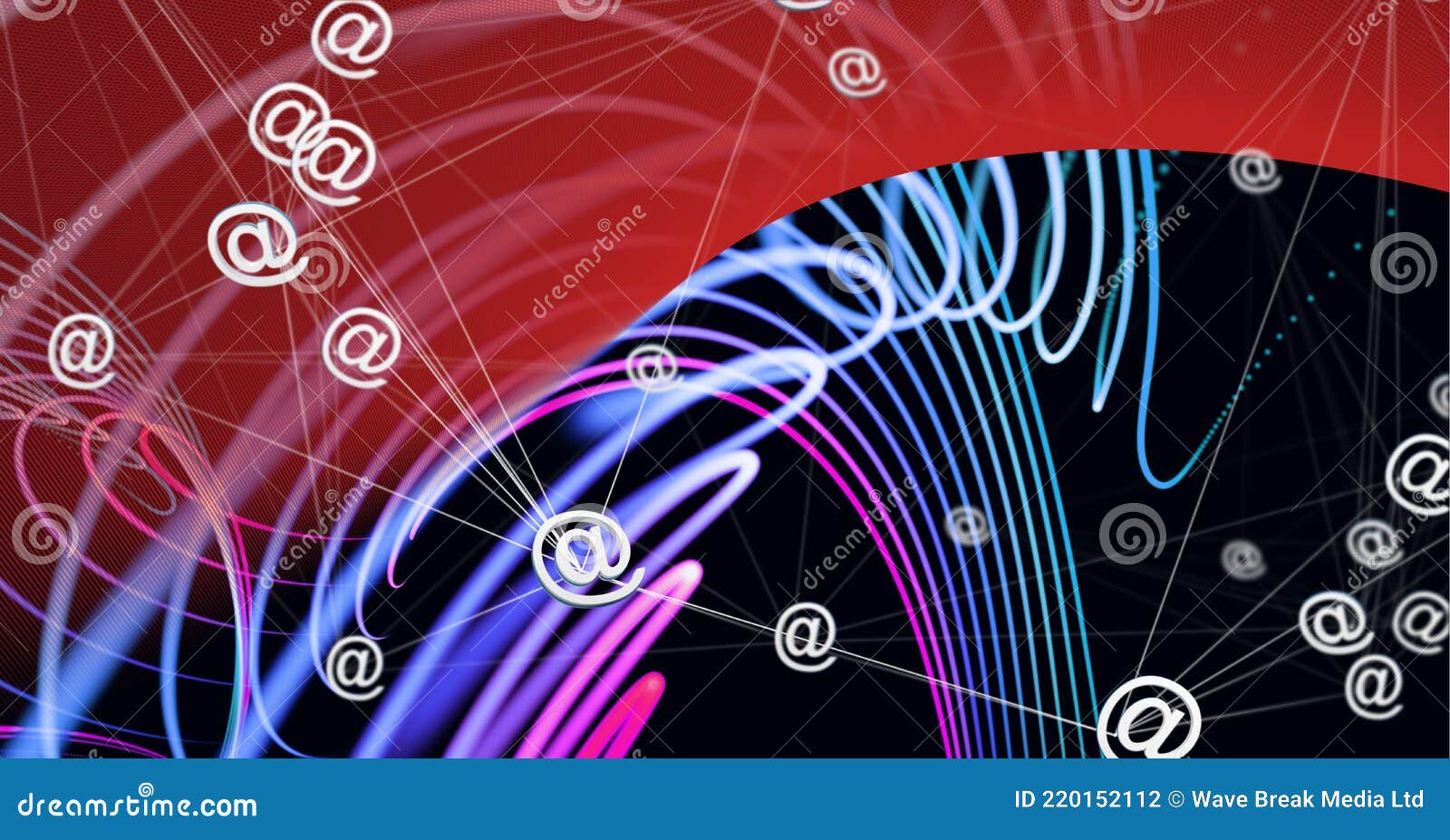 Composition of Network of Connected White at Symbols on Red and Black ...