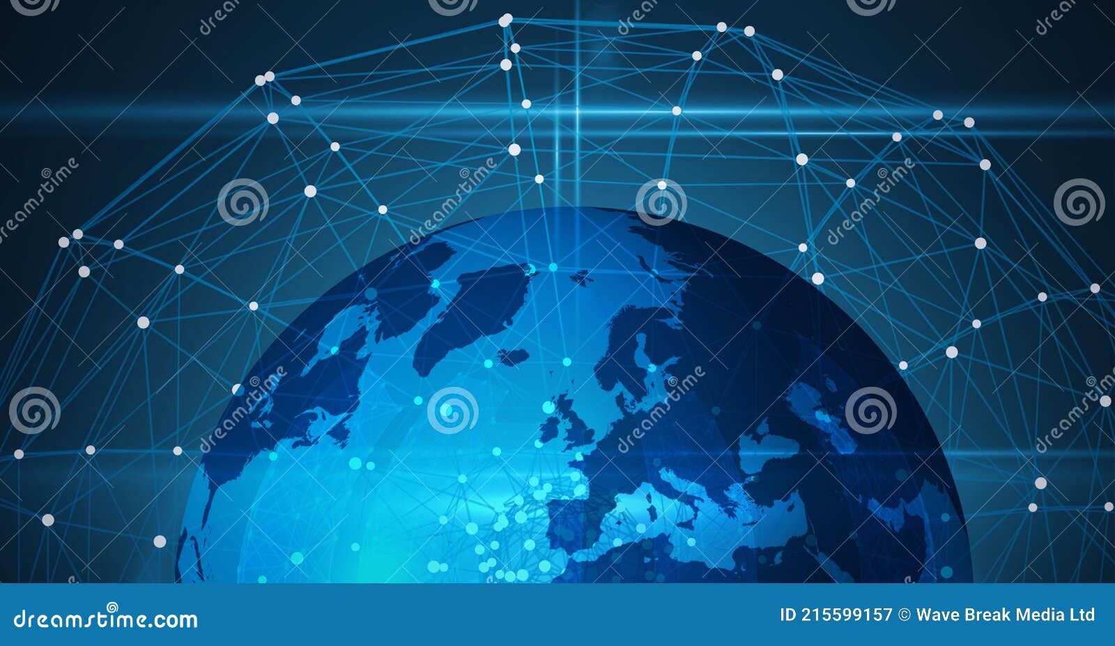 Composition of Network of Connections with Glowing White Spots Over ...