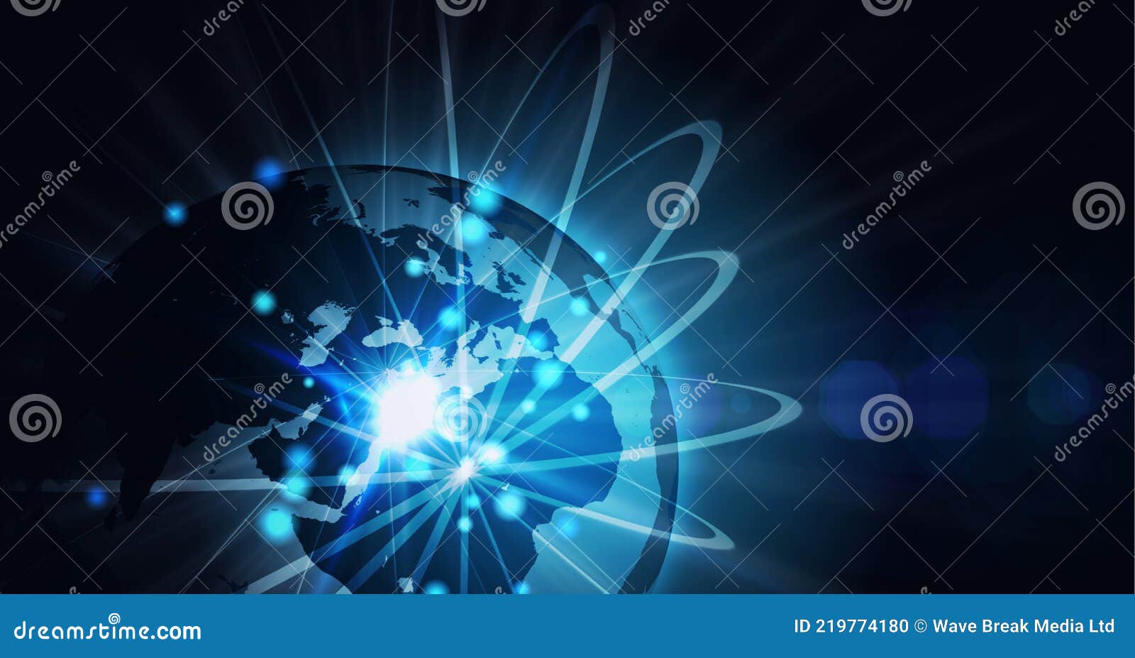 Composition of Network of Connections Over Glowing Globe Stock ...