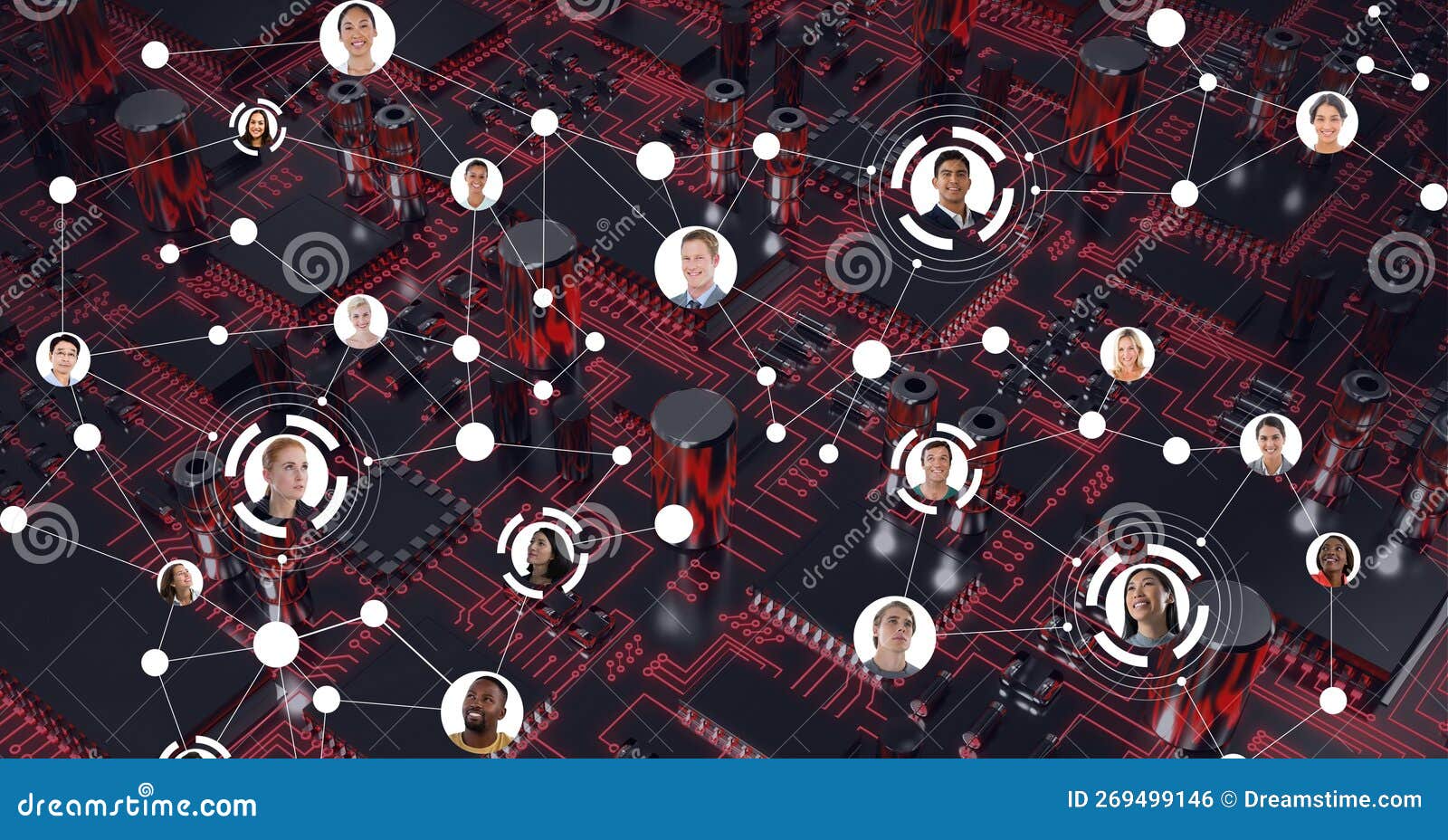 Composition of Network of Connections with People S Photographs Over ...