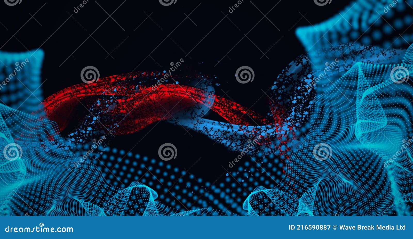 Composition of Network of Connections of Red and Blue Mesh on Black ...