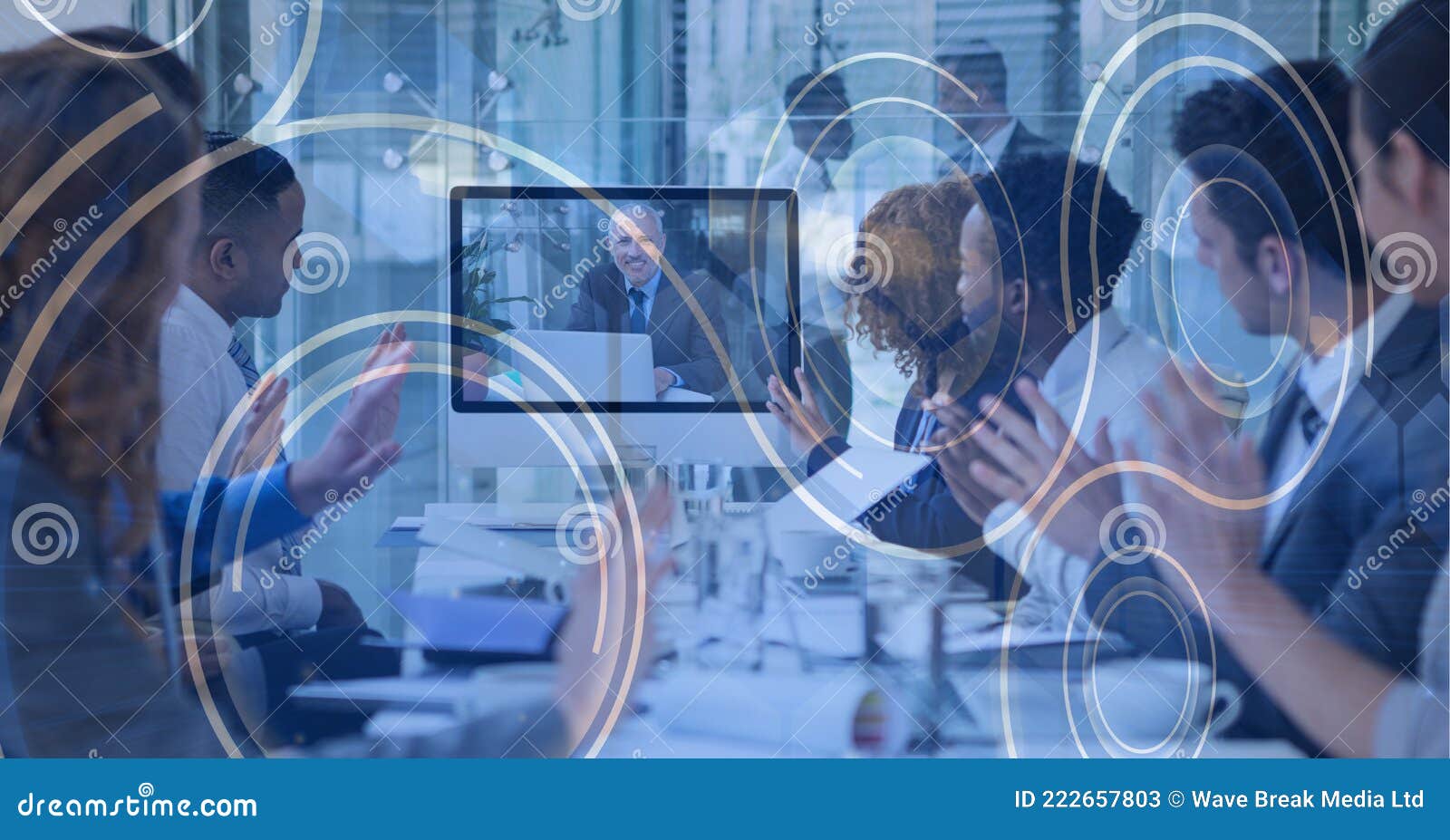 Composition of Network of Digital Scopes Over People Clapping in ...