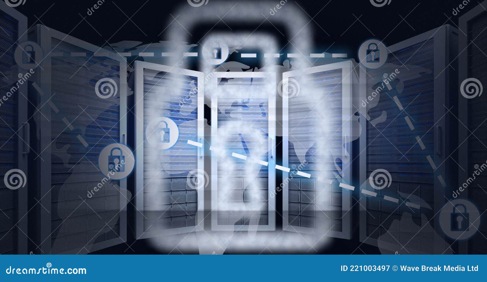 Composition of Network of Online Security Padlocks Over Computer ...
