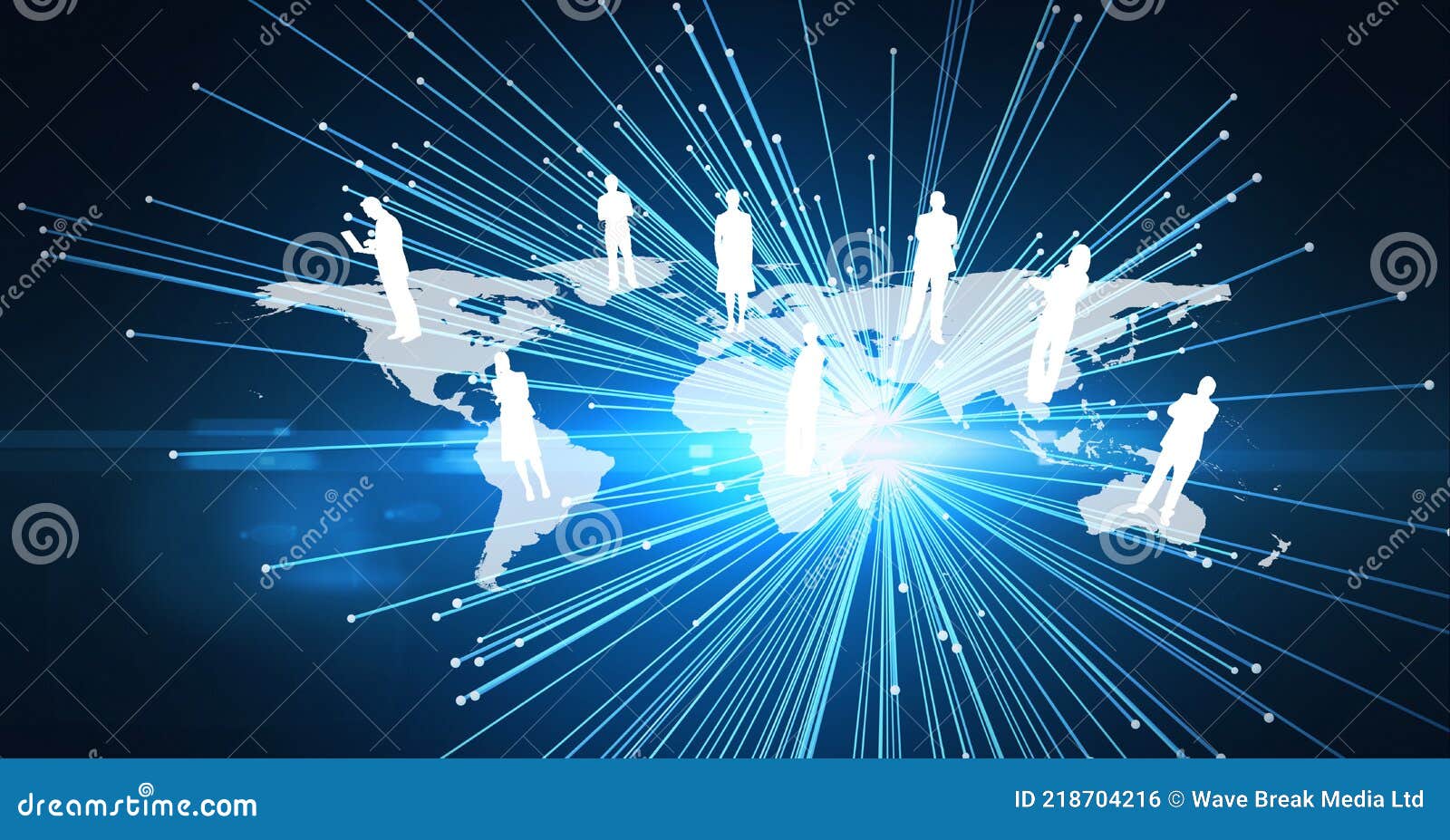 Composition of Network of People Over World Map Stock Illustration ...