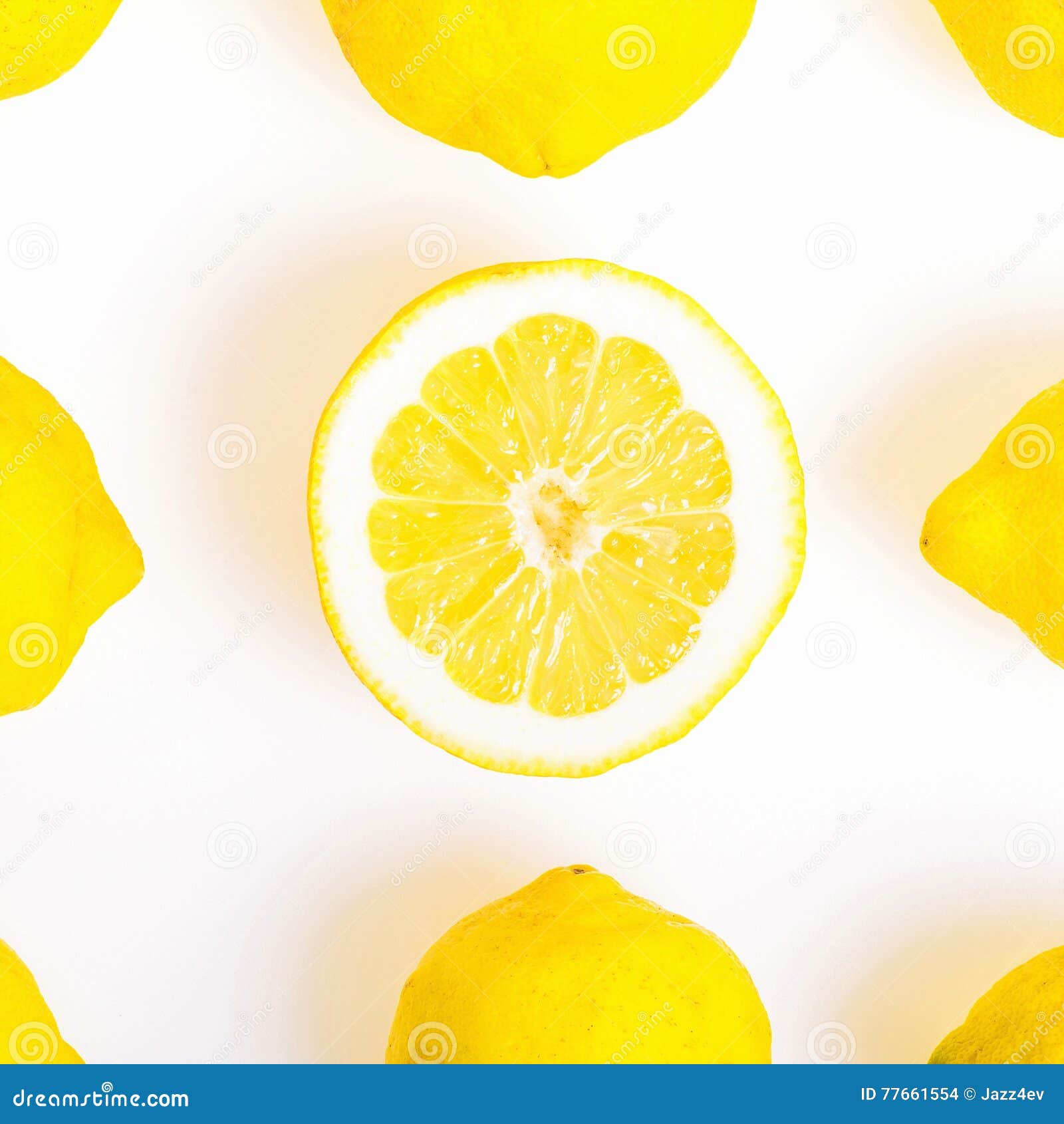 Composition with Nine Lemons, One of Them Cut in Half, Photo Flat Lay ...