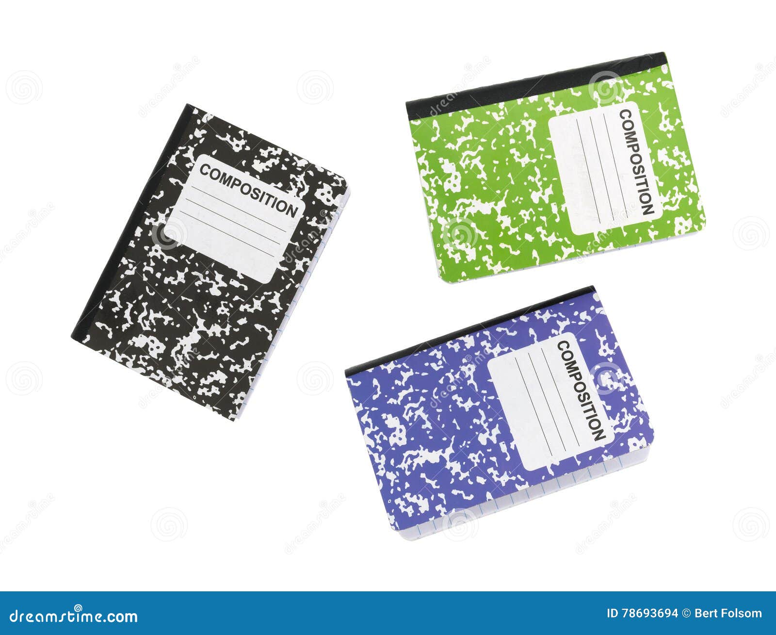 Composition Notebooks on a White Background. Stock Photo - Image of ...