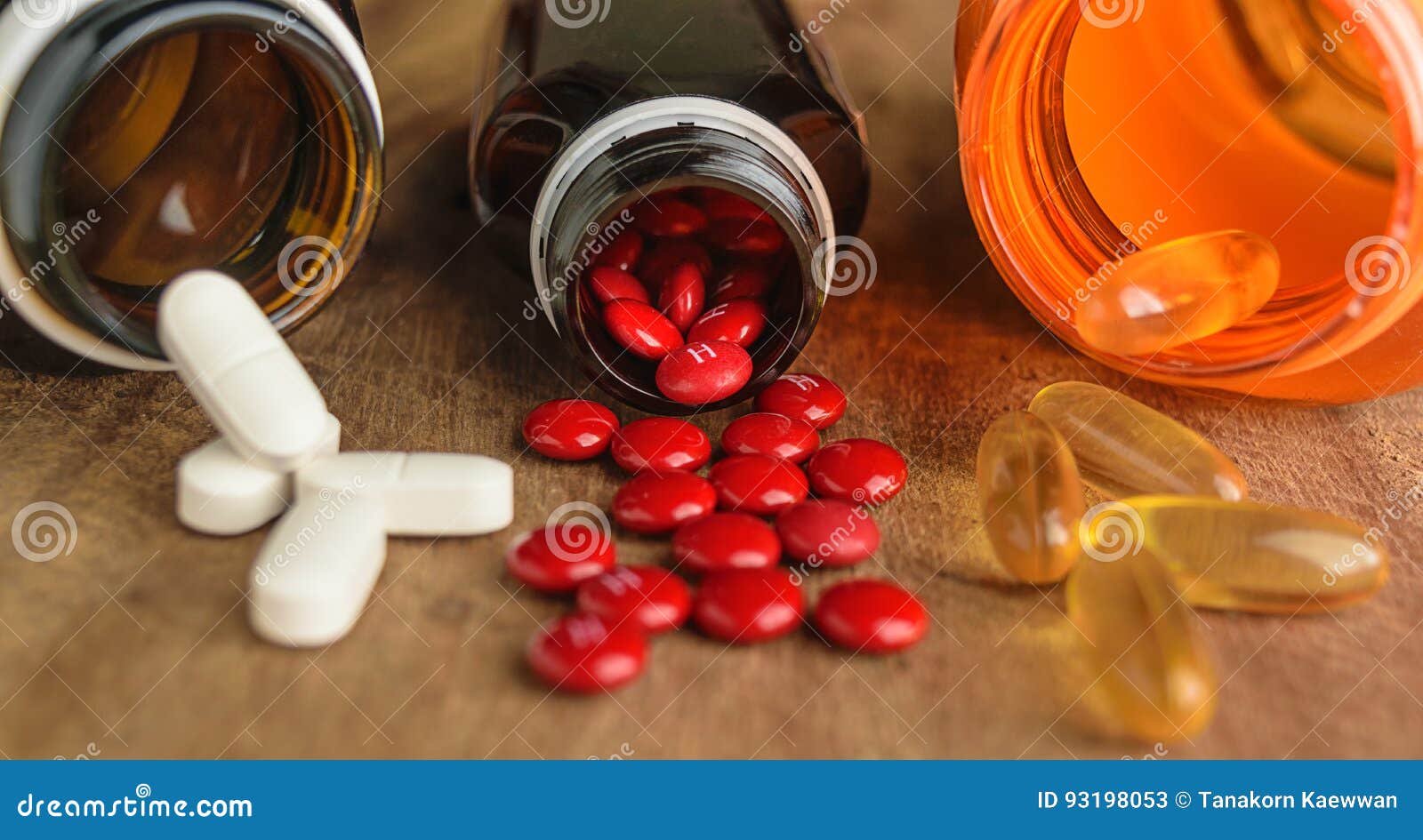 Composition with Nutritional Supplement Capsules and Containers. Stock ...