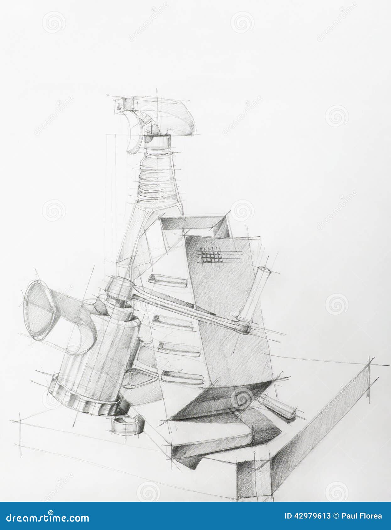 Composition with Objects, Sketch Stock Illustration - Illustration of ...