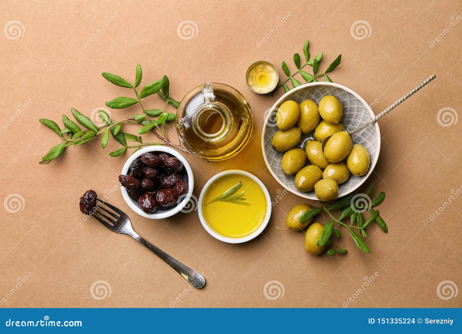 Composition with Olive Oil on Color Background Stock Photo - Image of ...