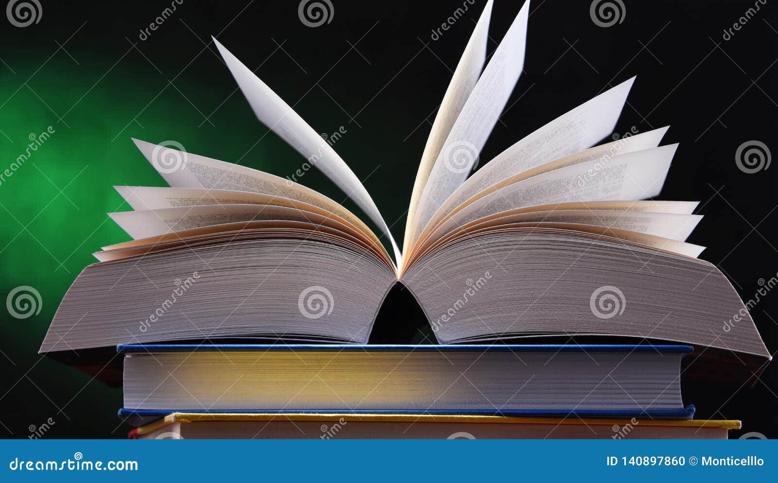 Composition with Open Book on the Table Stock Photo - Image of ...