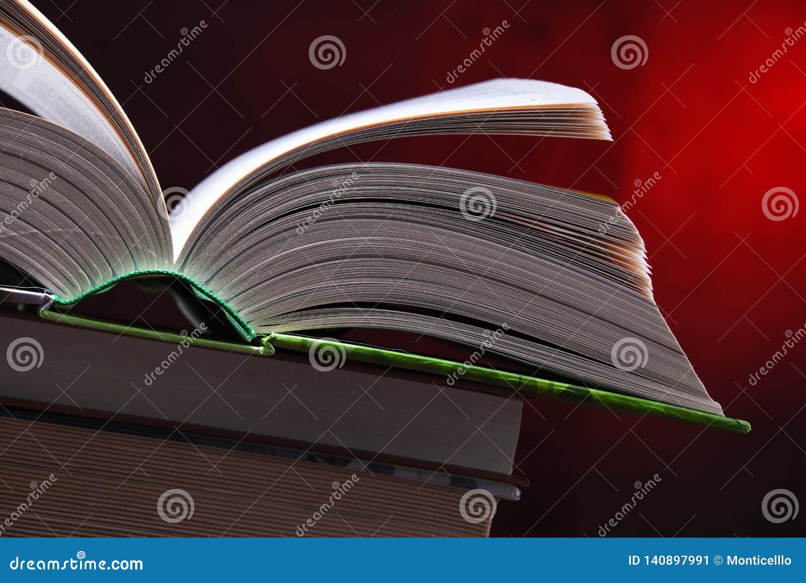 Composition with Open Book on the Table Stock Image - Image of college ...