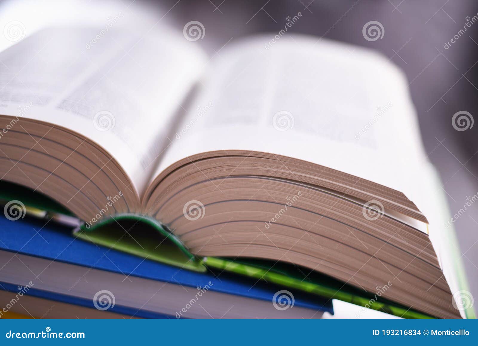 Composition with Open Book on the Table Stock Photo - Image of table ...