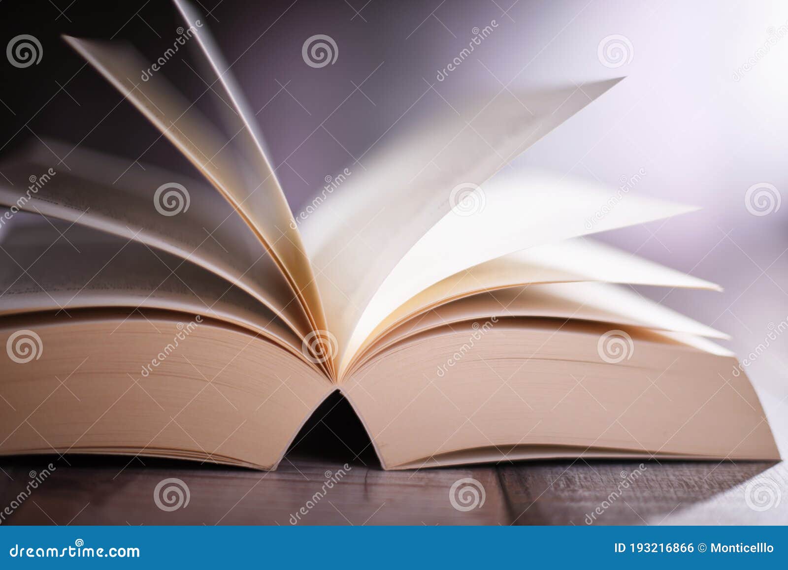 Composition with Open Book on the Table Stock Photo - Image of page ...