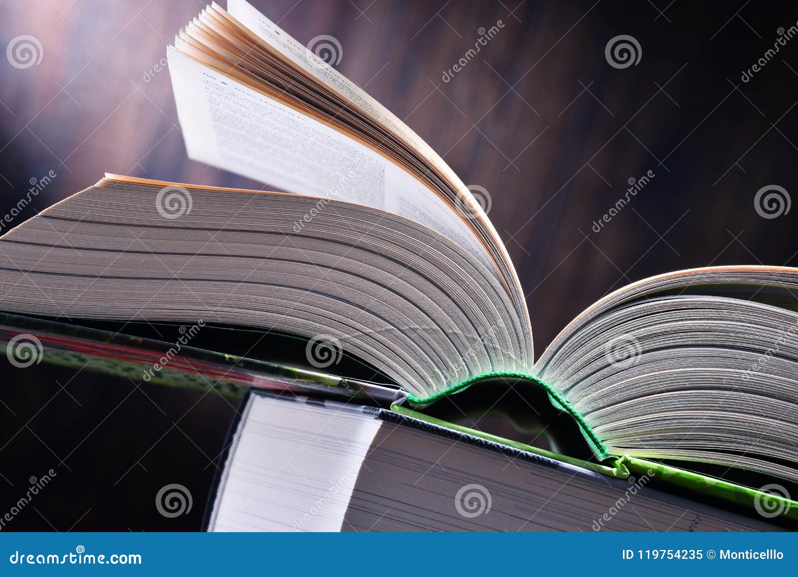 Composition with Open Book on the Table Stock Image - Image of lexicon ...