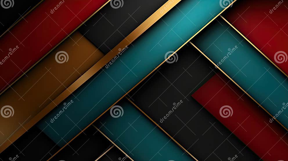 Abstract Geometric Pattern with Vibrant Colors and Gold Accents Stock ...