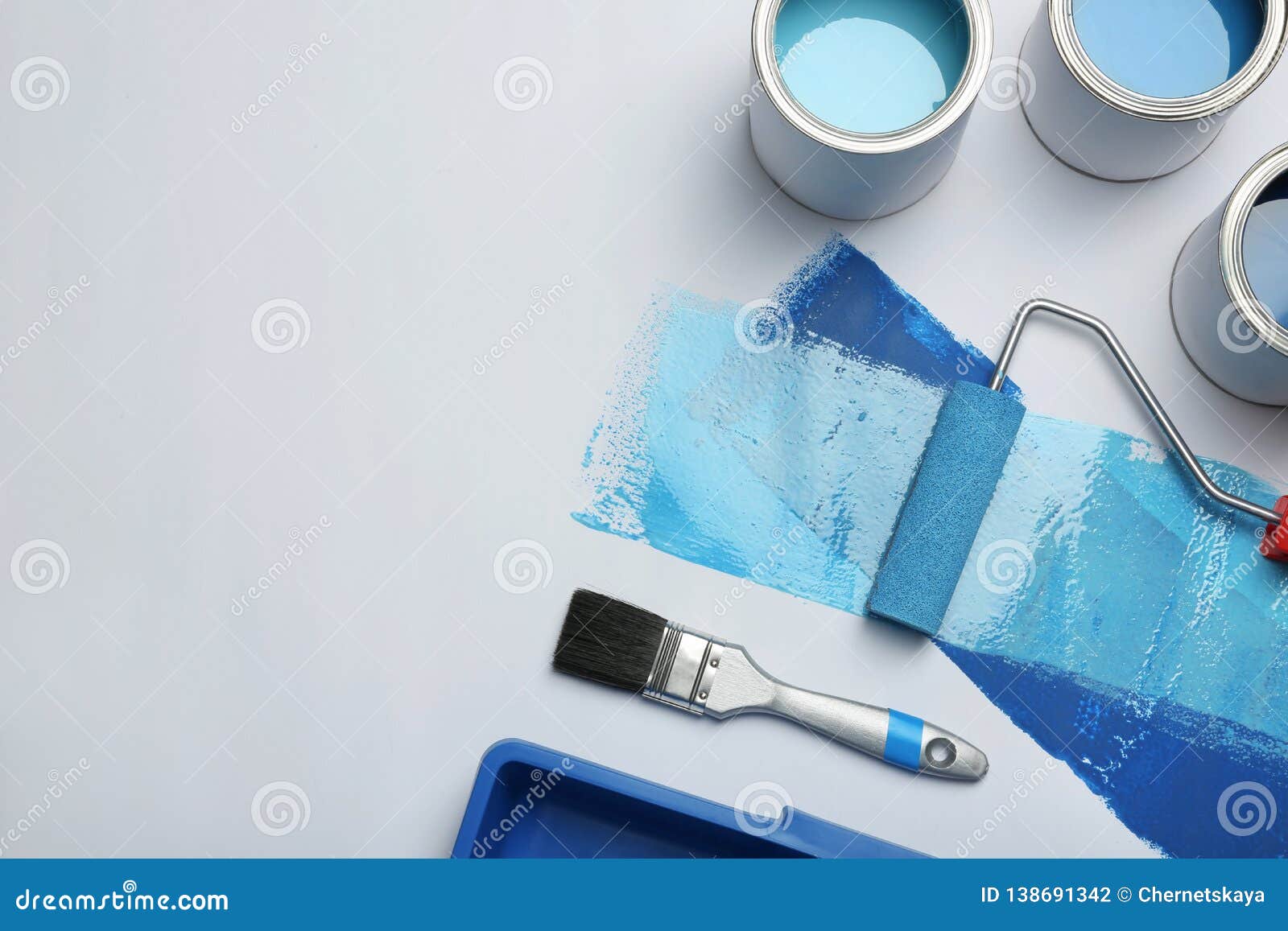 Composition with Paint Cans on White Background Stock Photo - Image of ...