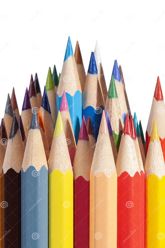 Composition of Parallel Arranged, Sharpened Colored Pencils, Close Up ...