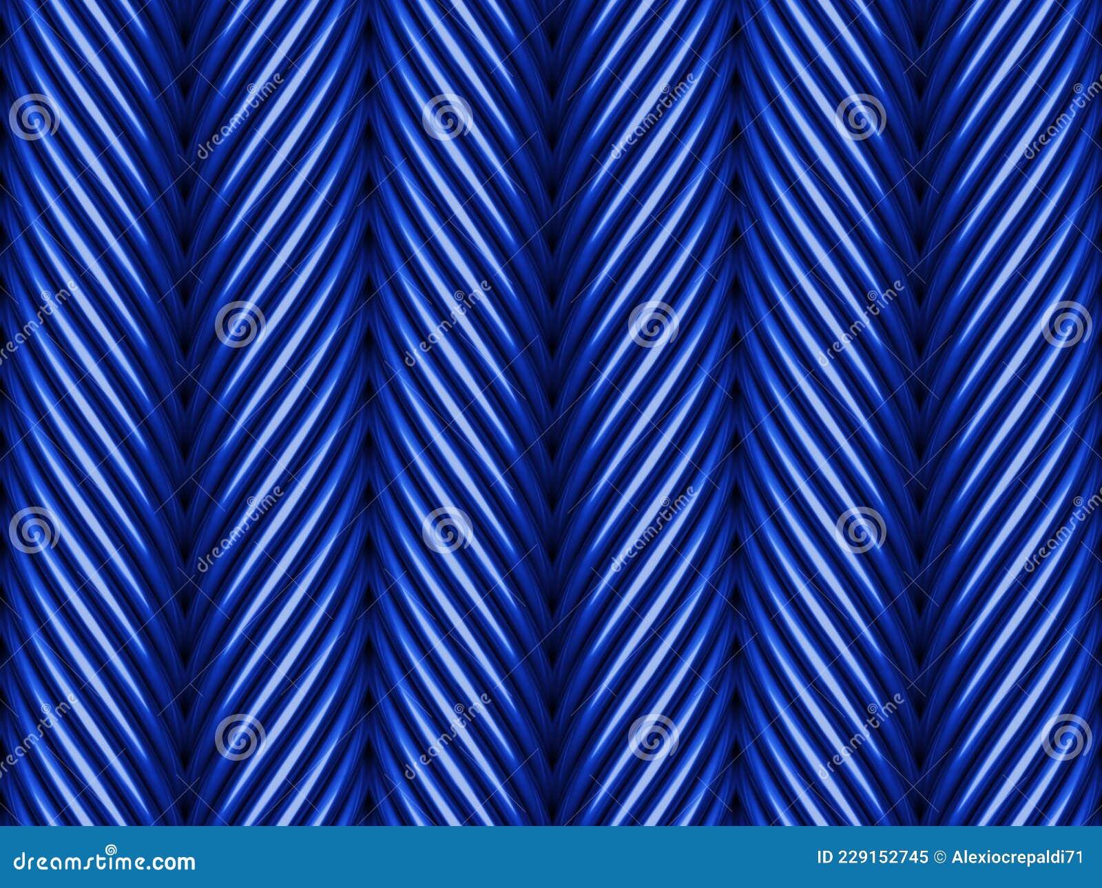 Blue Metallic Twisted Cylinders. Seamless Pattern. Stock Illustration ...
