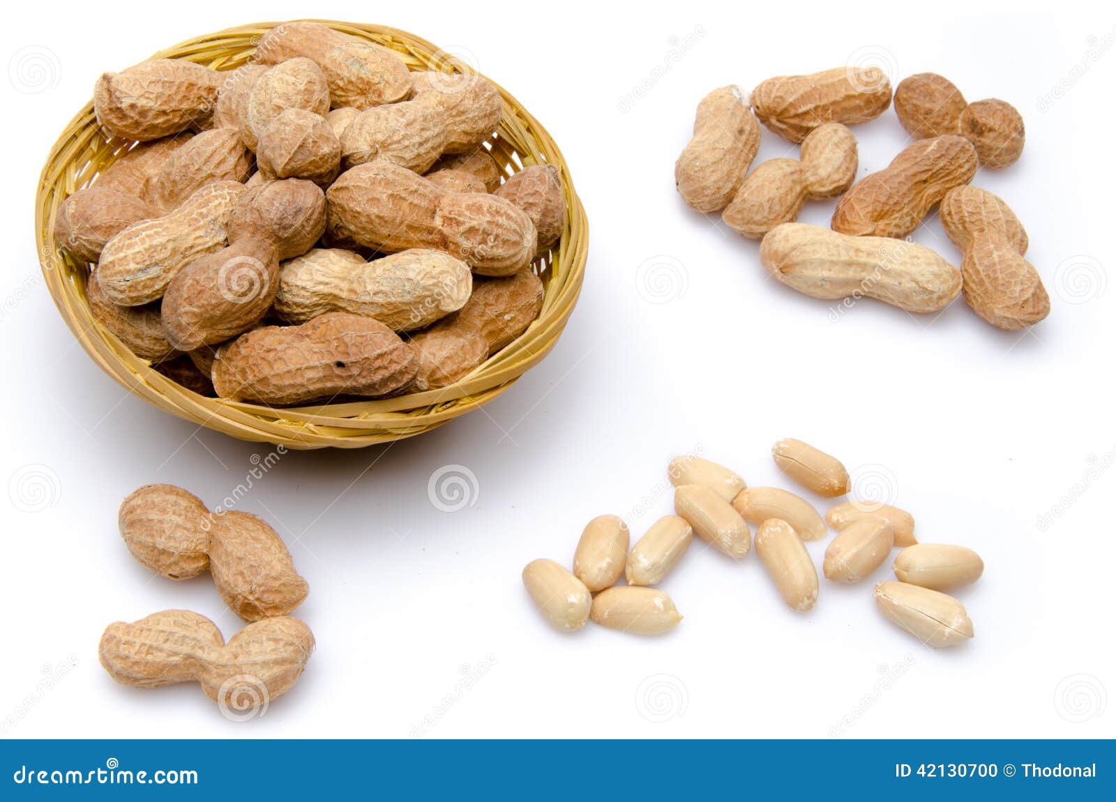 Composition with Peanuts in a Basket, Opened and Whole Peanuts Stock ...