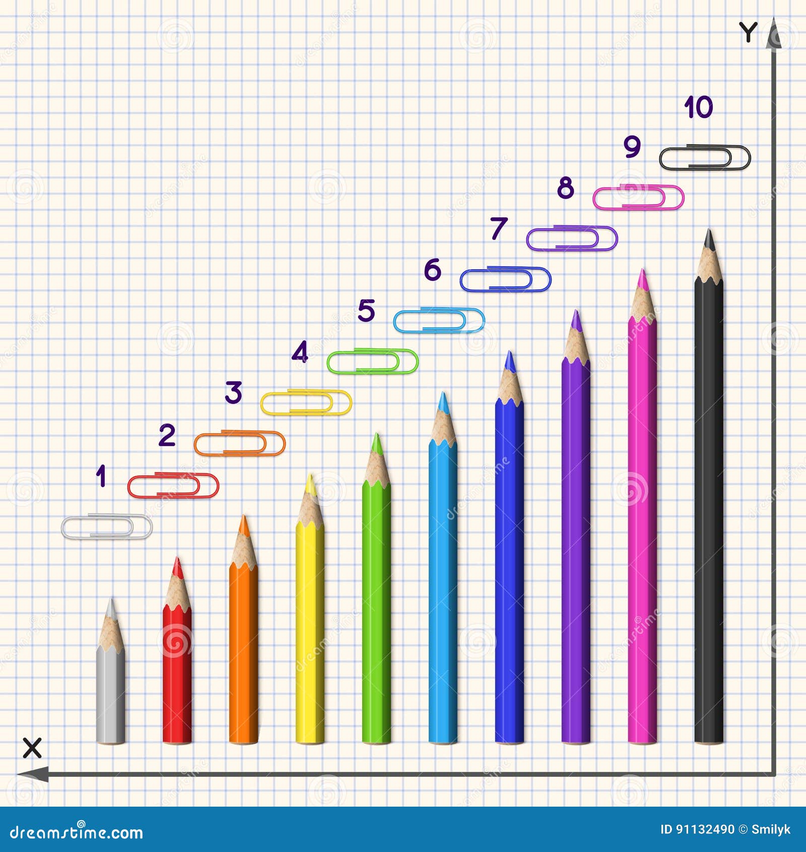 Composition of Pencils and Clips in Form of a Diagram. Stock Vector ...
