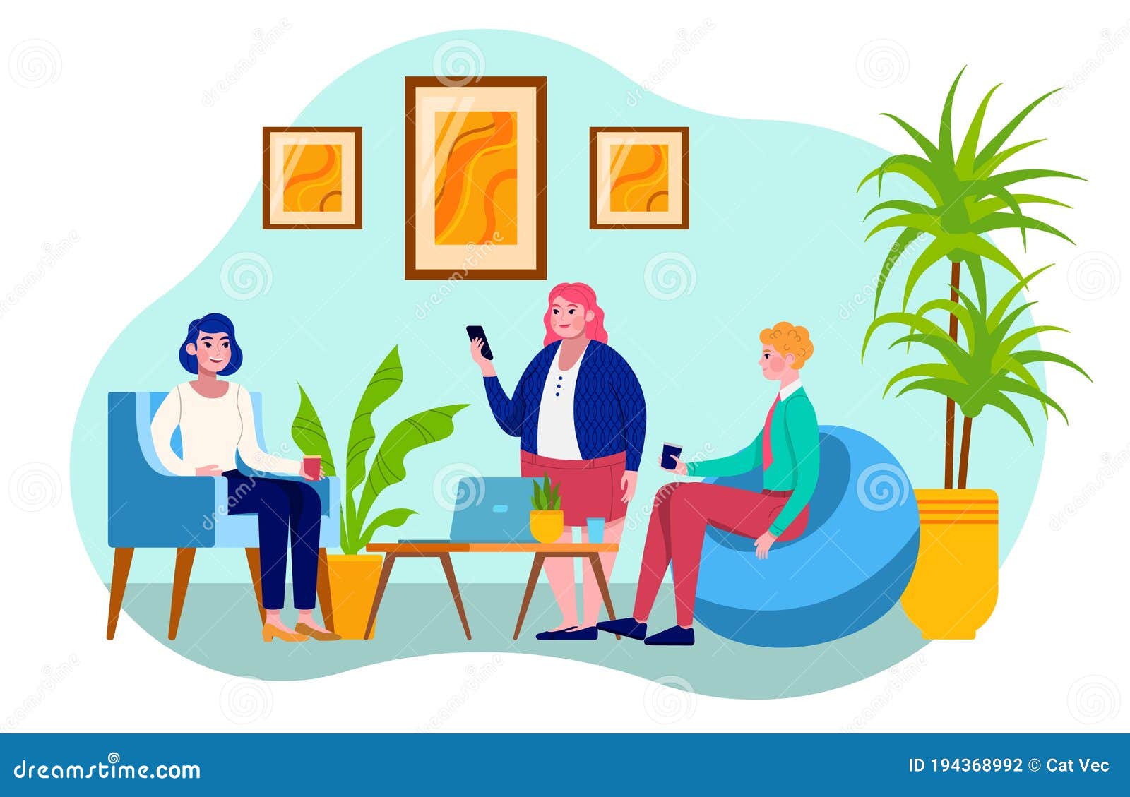 Composition People Communicate in Office, Group Colleagues ...