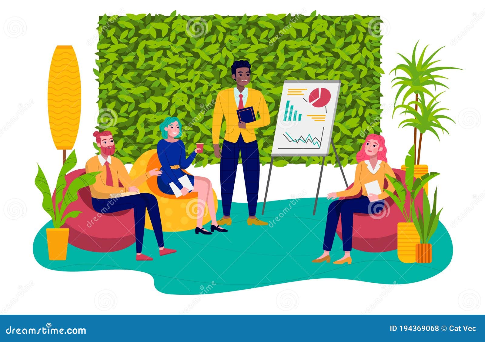 Composition People Communicate In Office, Group Colleagues ...