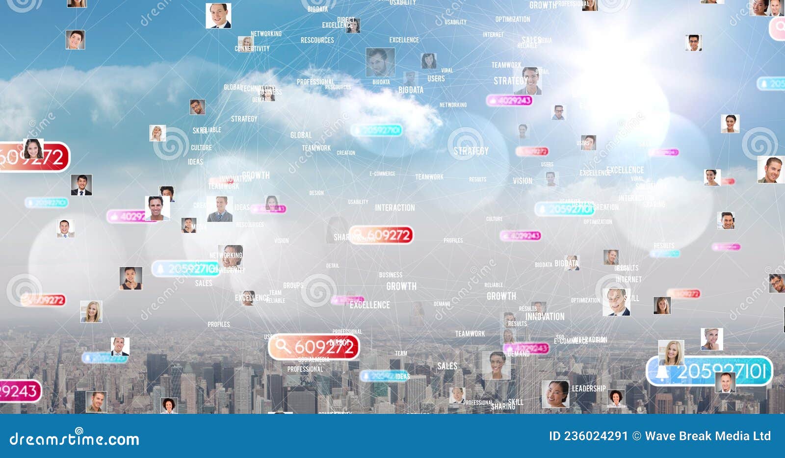 Composition of People Connected Globally through Computer Network with ...