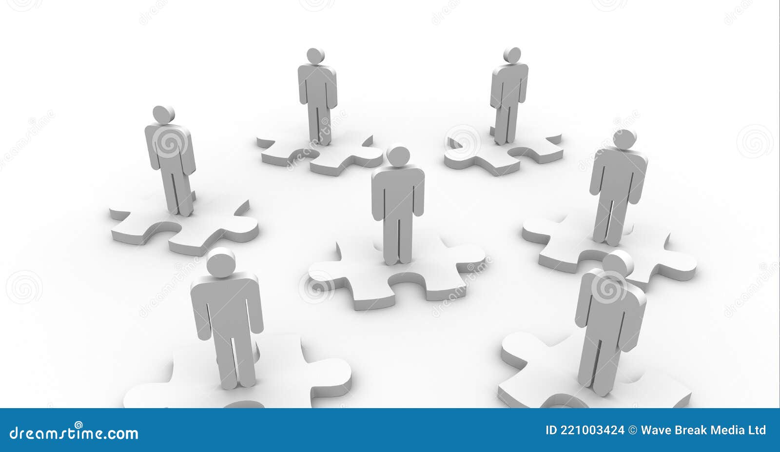 Composition of People Silhouettes on Jigsaw Puzzle Pieces on White ...