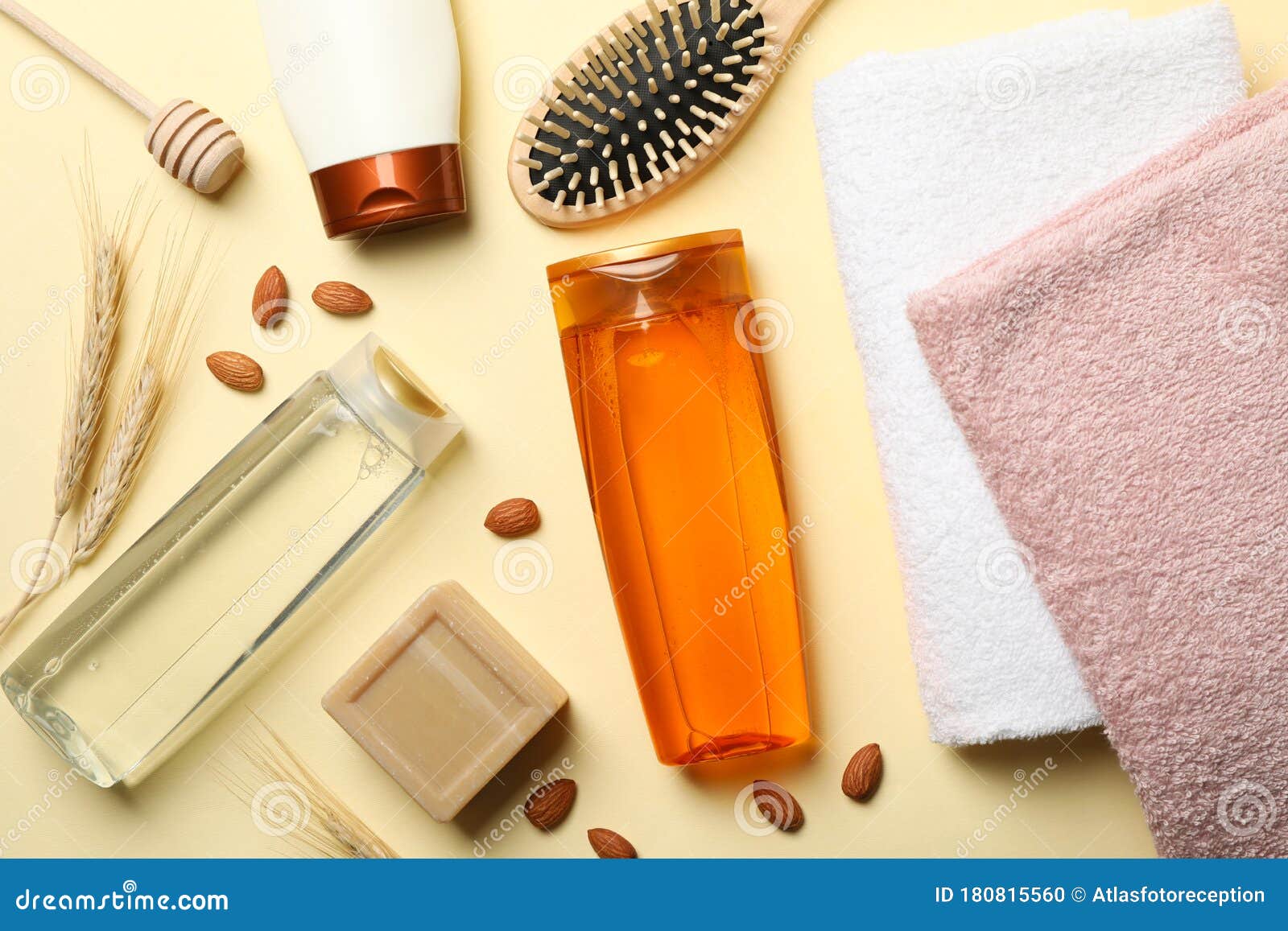 Composition of Personal Hygiene with Bottles Cosmetics on Beige ...