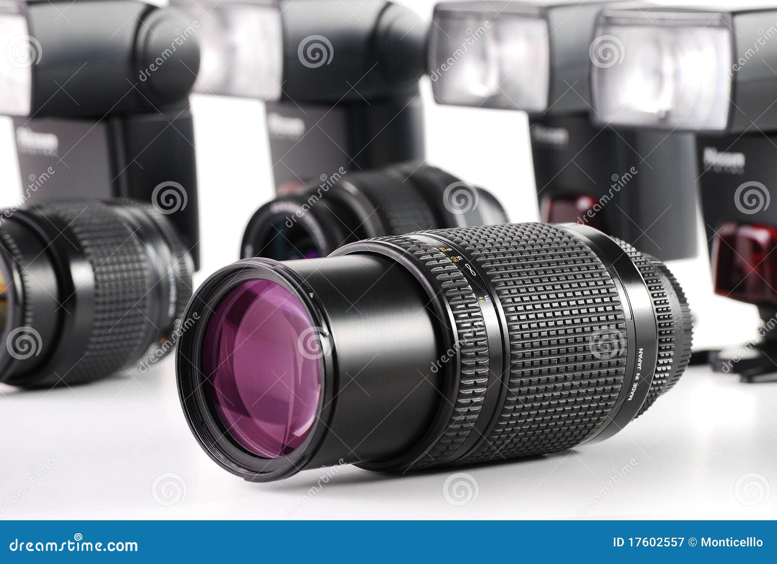 Composition with Photo Zoom Lenses on White Stock Image - Image of ...