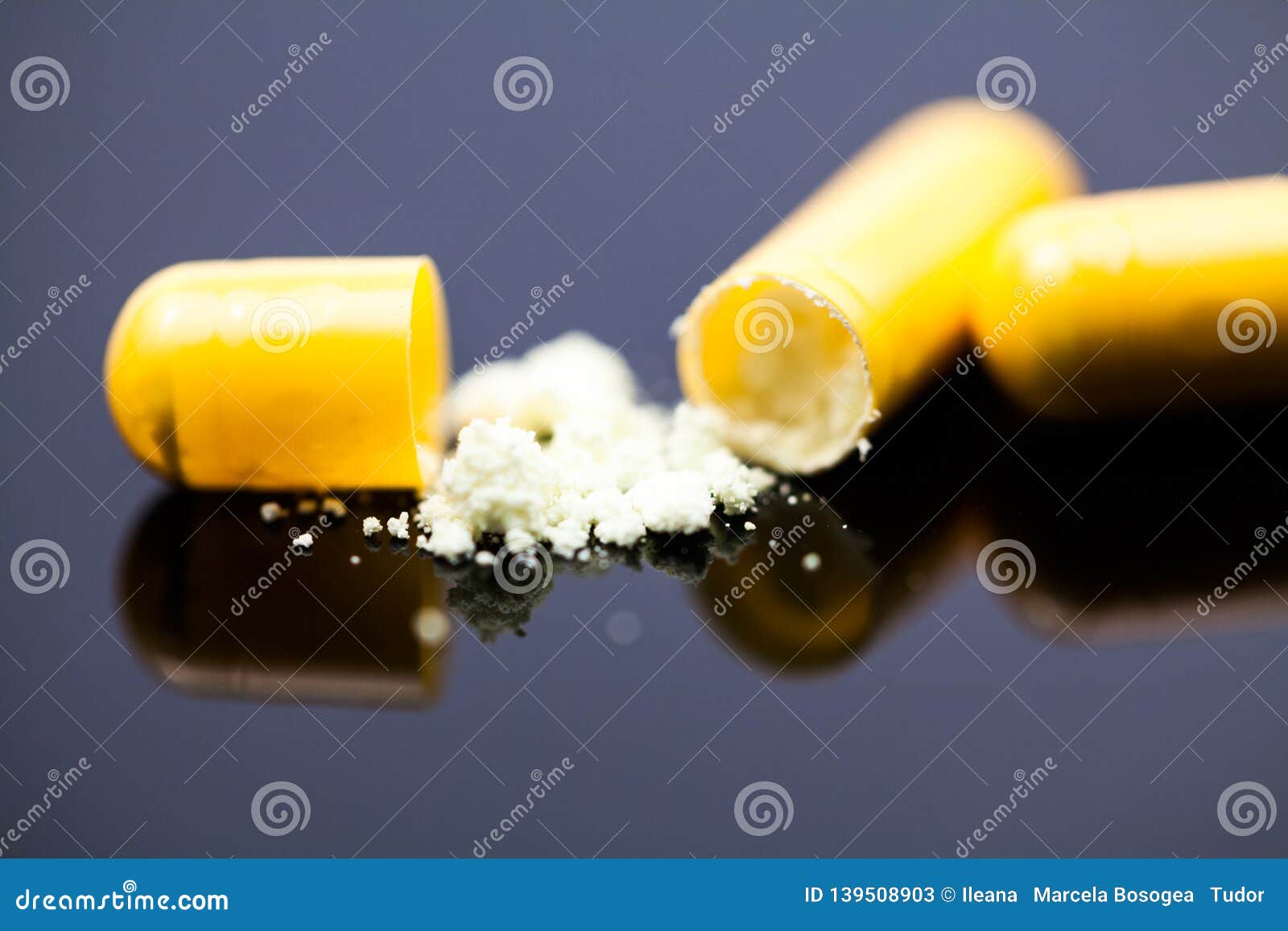 Composition with Pills and Broken Capsules Stock Image - Image of color ...