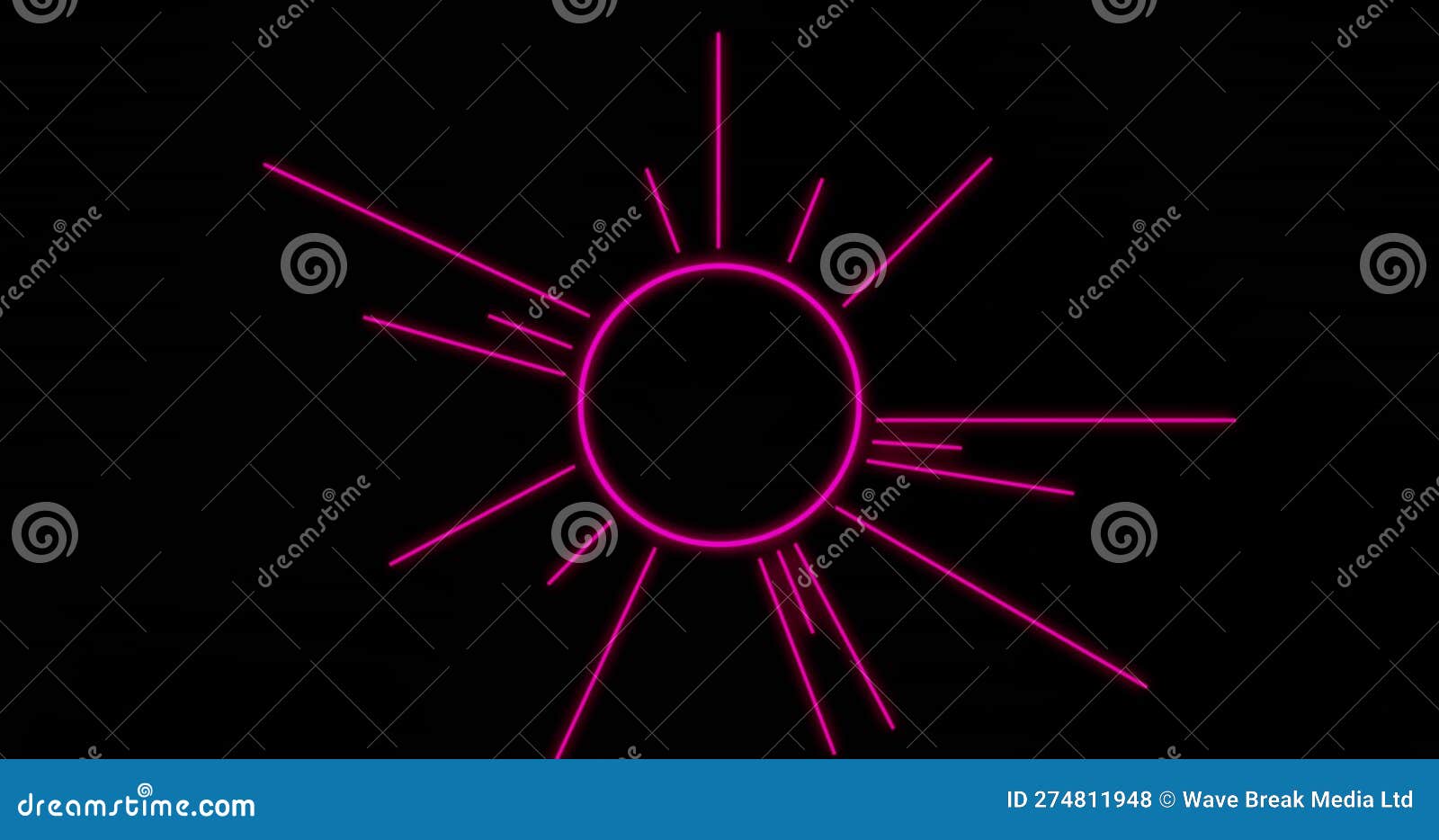 Composition of Pink Cricle with Lines on Black Background Stock ...