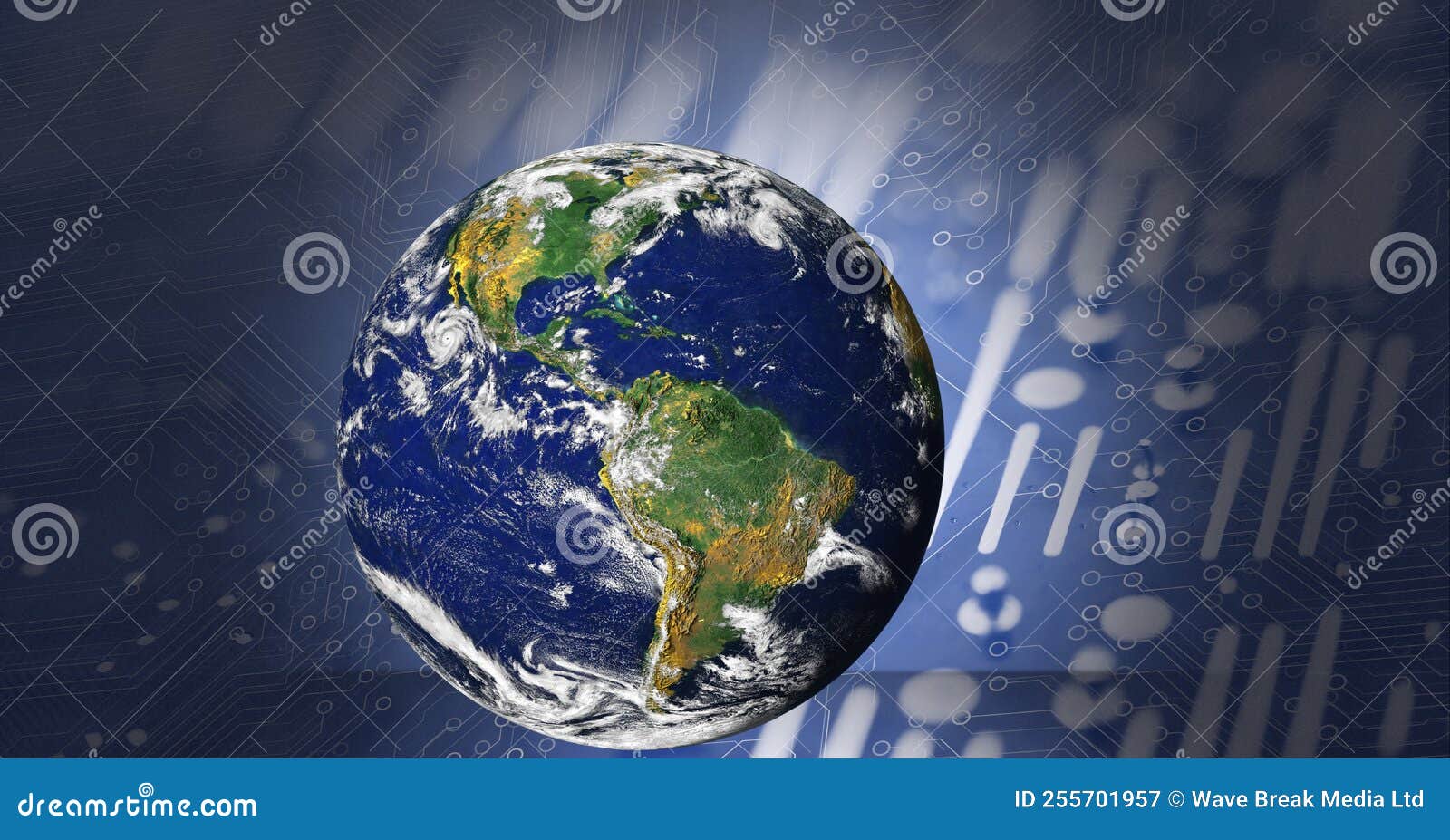 Composition Of Planet Earth Over Computer Circuit Board Stock Illustration Illustration Of