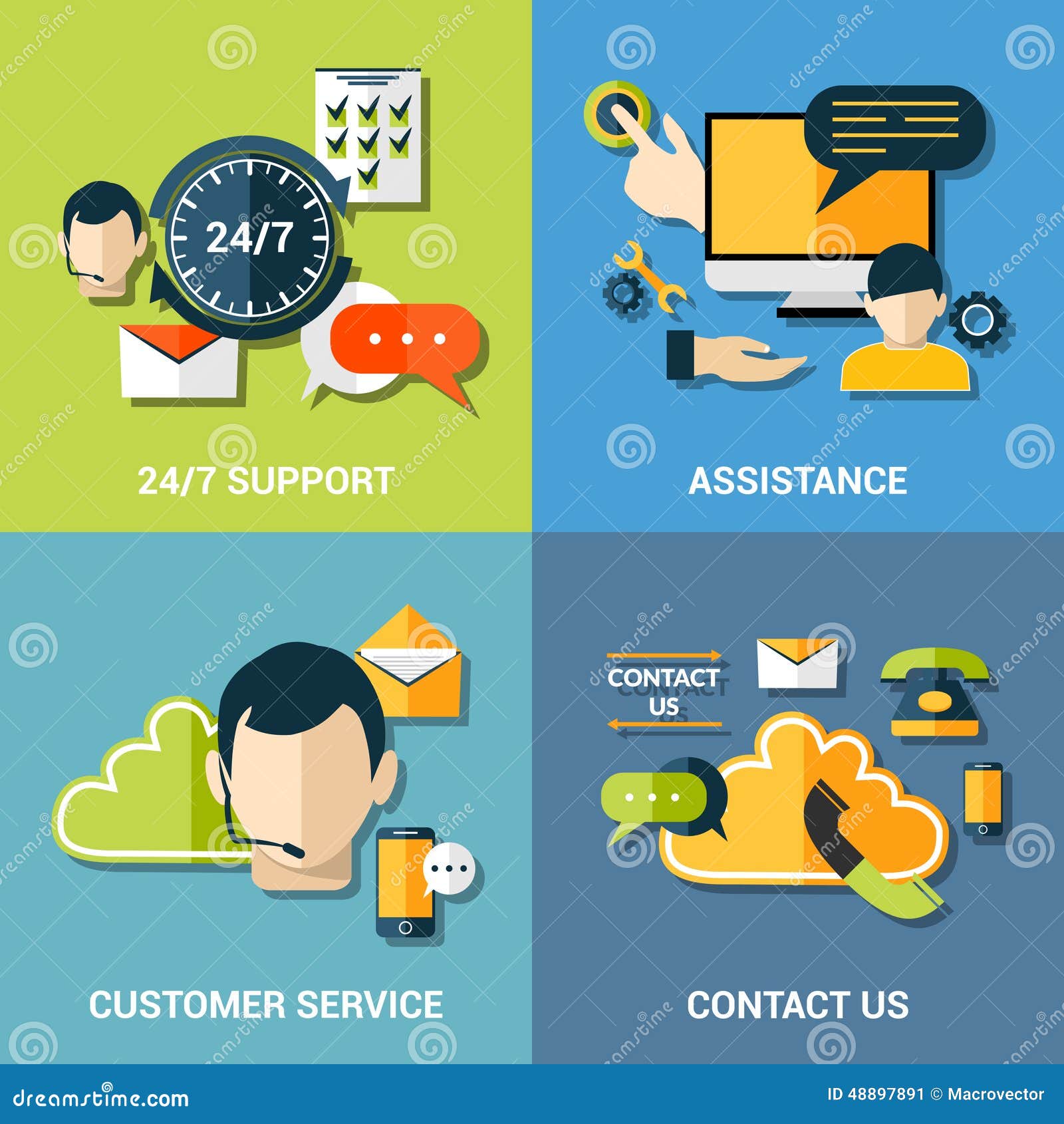 Composition Plate En Icônes De Contactez-nous Illustration de Vecteur ...